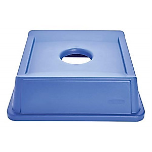 Rubbermaid Commercial Products Untouchable Square Bottle/Can Recycling Lid for 35G & 50G Containers, Blue Recycling
