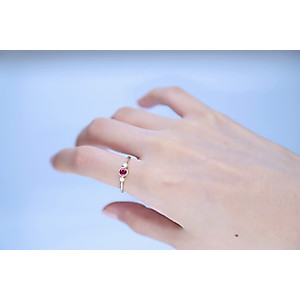 Gin & Grace 10K Yellow Gold Mozambique Genuine Ruby Ring with Diamonds for women | Ethically, authentically & organically sourced (Round) shaped Ruby hand-crafted jewelry for her | Ruby Ring for women