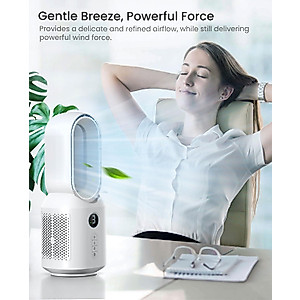 let'me Desk Fan, 106° Oscillating Fan for Indoors,Bladeless Fan with 3 Speeds, Small Office Fan with LED Light, 13 Inch Personal Small Fan for Bedroom Home Office Desktop