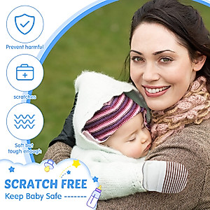 SATINIOR 8 Pairs Adjustable Baby Mittens Baby No Scratch Baby Gloves Newborn Baby Mitts Unisex Baby (Dark Stripe Style,6-12 Months)