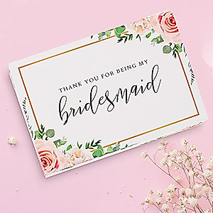 Bridesmaid Thank You Box Set {6 Pack} 1 Maid of Honor Thank You Box and 5 Bridesmaid Thank You Boxes I Thank You For Being My Bridesmaid | Bridesmaid Box for Bridesmaid Gifts | Floral Style