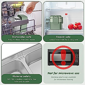 HOMETALL Stainless Steel Bento Box, Stackable Box Adult Lunch 1500ML-6 Compartment for Adults, BPA-Free Containers with Utensil On-the-Go Balanced Eating