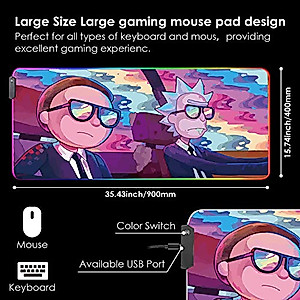 Bimormat RGB Mouse Pad LED Light Gaming Mouse Pad with Rubber Base Colorful Computer Carpet Desk Mat for PC Laptop (35.4 * 15.7 inch) (9040rkmomo)