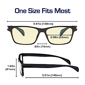 Gamma Ray Computer Blue Light Blocking Gaming Reading Glasses w/Amber Tint and Anti Glare UV Digital Eyestrain