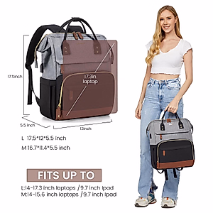 LOVEVOOK Laptop Backpack for Women, 15.6 Inch Work Business Backpacks Purse with USB Port, Large Capacity Nurse Bag College Bookbag for School, Waterproof Casual Daypack for Travel