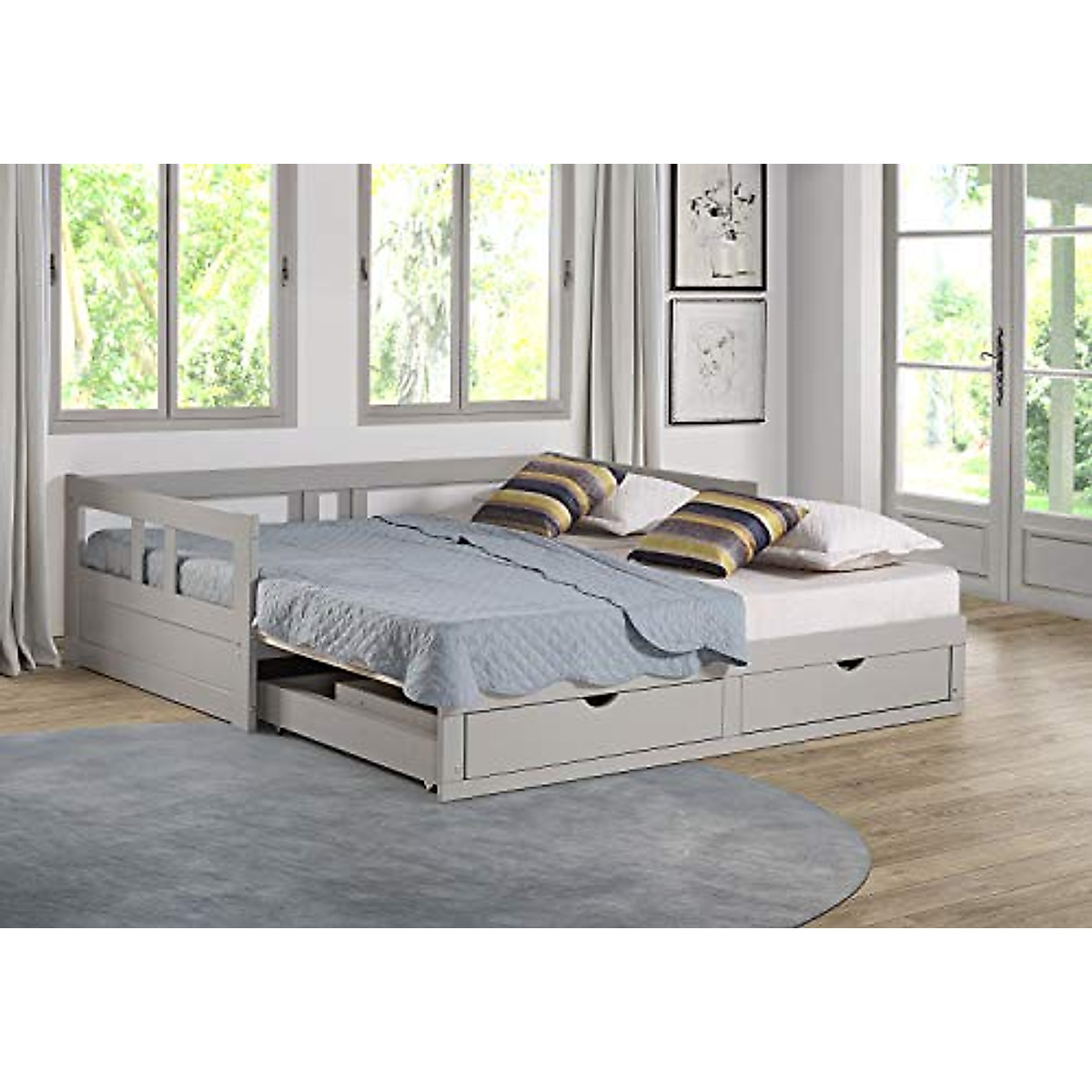 Alaterre Furniture Melody Extendable Bed Daybed, Dove Gray