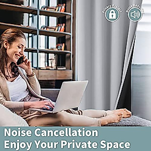 BGment 100% Blackout Curtains for Bedroom with Black Liner, Thermal Insulated Thick Double Layers Total Light Blocking Grommet Window Curtains 63 Inch Length 2 Panels Set (42 x 63 Inch, Light Grey)