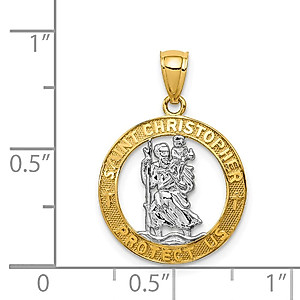 Solid 14k Yellow Gold St Christopher Pendant Charm - 18mm x 17mm