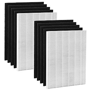 115115 Size 21 Replacement Filter A for Winix PlasmaWave Air Purifier 5300 6300 5300-2 6300-2 P300 C535, Compatible with Fellowes AeraMax 290 300 DX95, 2 Pack HEPA Filters + 8 Pack Carbon Filters