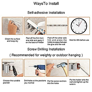 Mop and Broom Holder Wall Mount, Broom Hanger Wall Mount , 17" Mop Holder Stainless Steel with 5 Rack 4 Hooks for Home, Kitchen, Laundry Room, Garage, Garden, Bathroom, and 1 hook Separated included