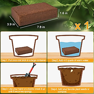Organic Coco Coir 1 Pcs Compressed Coconut Coir Brick Coconut Fiber Husk Substrate Mulch Coconut Bark Core Growing Medium Peat Moss Soil High Nutrition for Plants Gardening Seed Starting Soil Mix