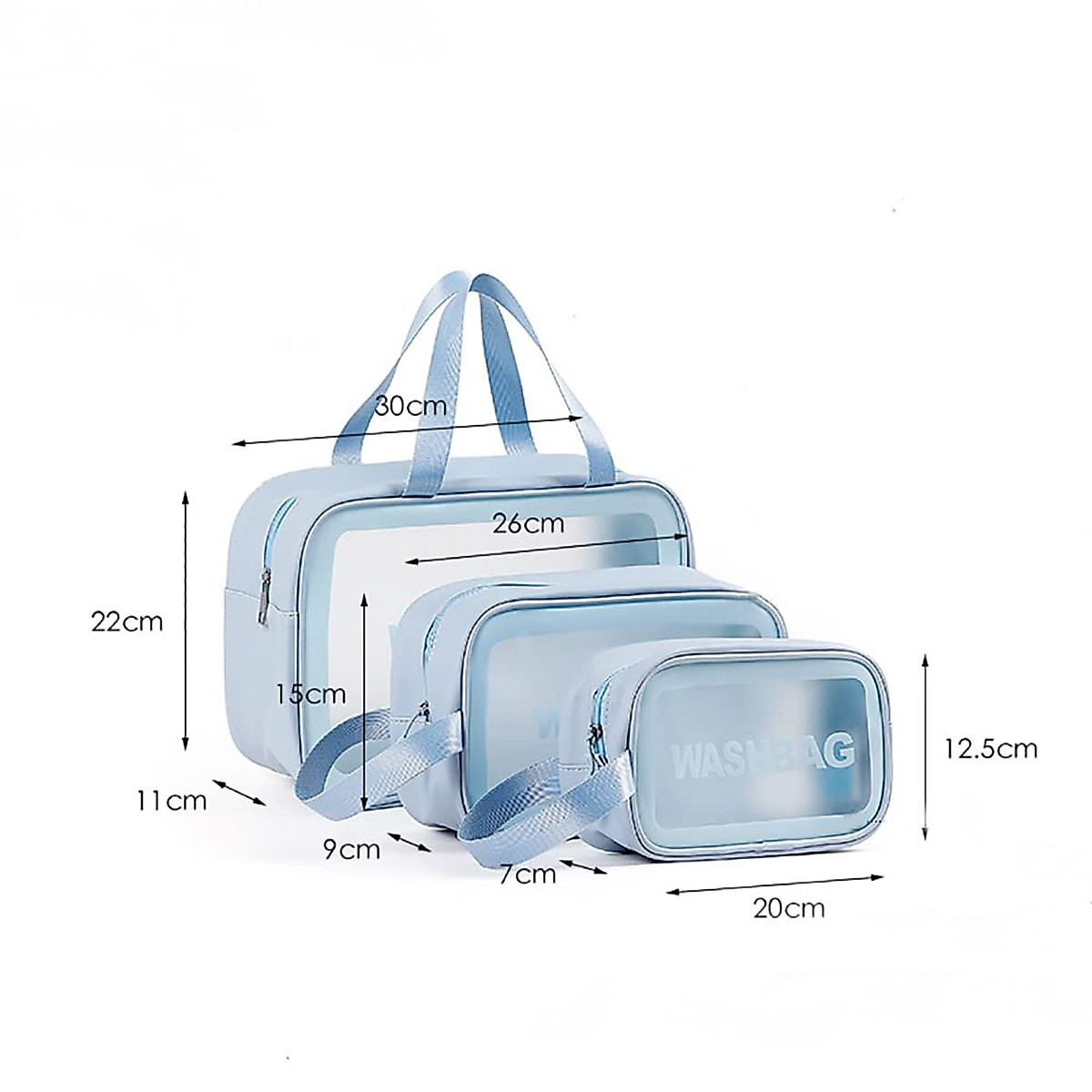 Travel Wash Toiletry Bag for Women Men, Translucent Waterproof Makeup Cosmetic Bag Travel Organizer for Accessories, Travel Enssential Toiletries,Set of 3,Teal