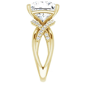 Handmade 18K Gold 5 CT Princess Cut VVS1 Colorless Moissanite Engagement Ring for Women Bridal Set Moissanite Wedding Ring for Gifts (Yellow Gold, 6)