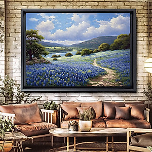 Enchanting Texas, Native Texas Hill Country Bluebonnet Landscape - Fine Art Print Mounted in a White Mat Board