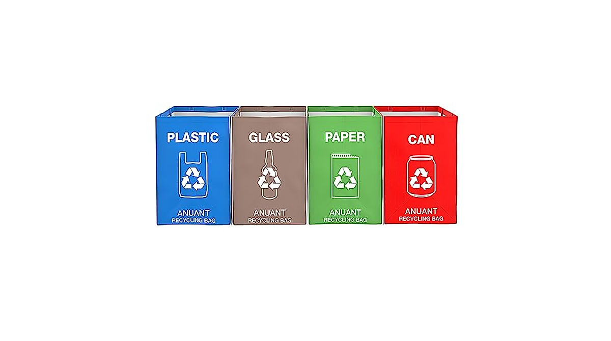 Eco-Friendly 4-Bag Recycling Bin Set for Home & Office