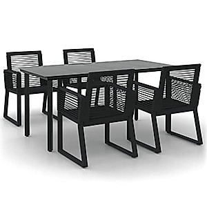 qiangxing 5 Piece Patio Dining Set Patio Table and Chairs Set Outdoor Patio Dining Set Outdoor Patio Furniture Patio Set Black PVC Rattan 3156544