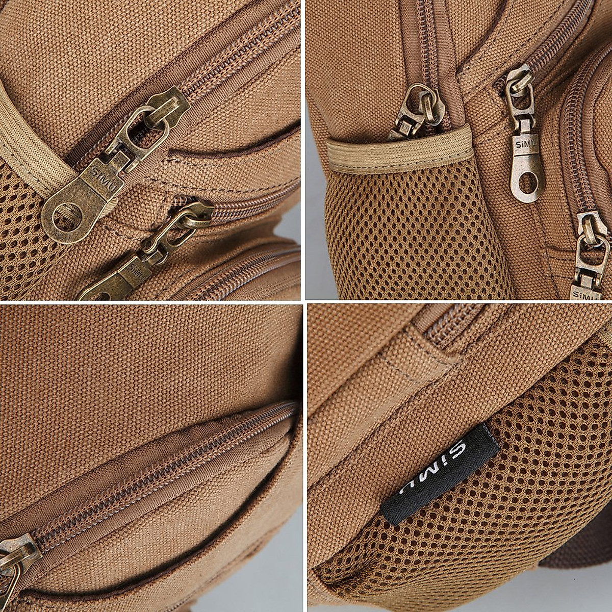 SIMU Sling Bag Pack Canvas Shoulder Sling Backpack Small Crossbody Chest Bag for ipad mini (coffee)