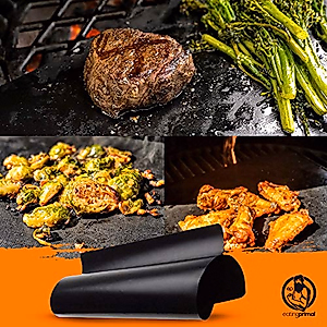 Grill Mat Set of 3 & 1 Silicone Tong (9 Inches) | Easy to Clean, Reusable, and Heavy Duty Non-Stick Kit | Grilling Mat Accessories Perfect for Gas, Electric & BBQ Charcoal Grills | 15.75x13.75 inches