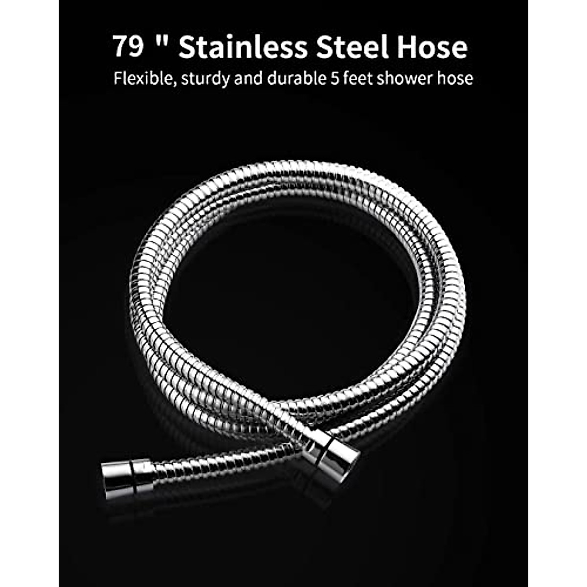 Ezelia High Pressure Shower Head with Pause Mode and Massage Spa, 5 Settings Handheld Showerhead Sprayer with 79" Stainless Steel Hose, Easy to Install, California Compliant 1.8 GPM