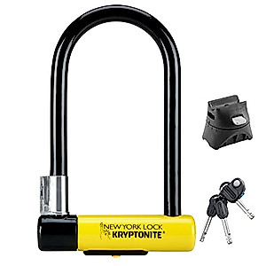 Kryptonite New York Standard Bike U-Lock, Heavy Duty Anti-Theft Bicycle U Lock Sold Secure Gold, 16mm Shackle with Mounting Bracket and Keys, Ultimate Security Lock for Bicycles E-Bikes Scooters