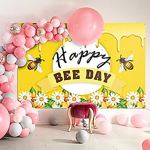 PAKBOOM Happy Bee Day Backdrop Banner Background - Bumble Bee Birthday Decorations Party Supplies for Boys Girls - 3.9 x 5.9ft