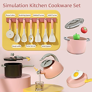 Kids Kitchen Playset, Pretend Play Kitchen Accessories, 105pcs Toy Kitchen Set with Pots, Pans, Mini Food, BBQ Grill for Girls Boys, Cooking Toys Kids Play Dishes for Toddlers 1 2 3 4 5