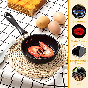 Tessco 2 Pieces Mini Cast Iron Skillet 4.7 Inch Round Mini Non Stick Fry Pan Single Egg Frying Pan with Heat Resistant Handle for Cooking Baking Cookie Brownie