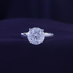 SAVEARTH DIAMONDS Moissanite Solitaire Engagement Ring for Women, Wedding band 925 Sterling Silver with 18K White Gold Plated Lab Created Simulated Round Diamond Ring, Promise Wedding Ring - 7