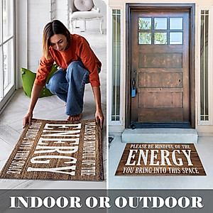 LUVADIAN Funny Welcome Mats for Front Door - Please Be Mindful of The Energy You Bring into This Space, Check Your Energy Door Mat Outdoor Entrance, Indoor Door Mats for Entryway, 17x30 Inches