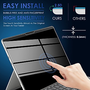 【2-PACK】DETUOSI Screen Protector for Microsoft Surface Pro 8 Screen Protector 13inch 2021, Microsoft Surface Pro X Screen Protector (2021/2019), Ultra Clear Anti-Scratch Surface Pro 8/X Tempered Glass