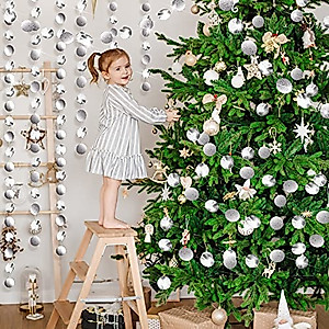 5 Pcs Glitter Disco Party Garland Silver Circle Dots Garland Hanging Streamer Backdrop Holographic Disco Ball Garland 70s 80s 90s Birthday Party Decorations Bachelorette Prom Banner for Bridal Shower