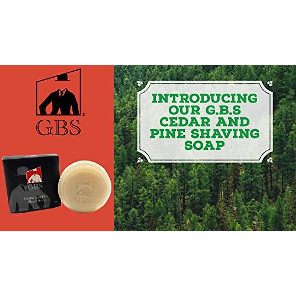 G.B.S 97% Men's Cedar & Pine Shave Soap –All Natural Shave Soap for Men- Creates a Rich Lather Foam for Ultimate Wet Shaving Experience (Cedar and Pine)
