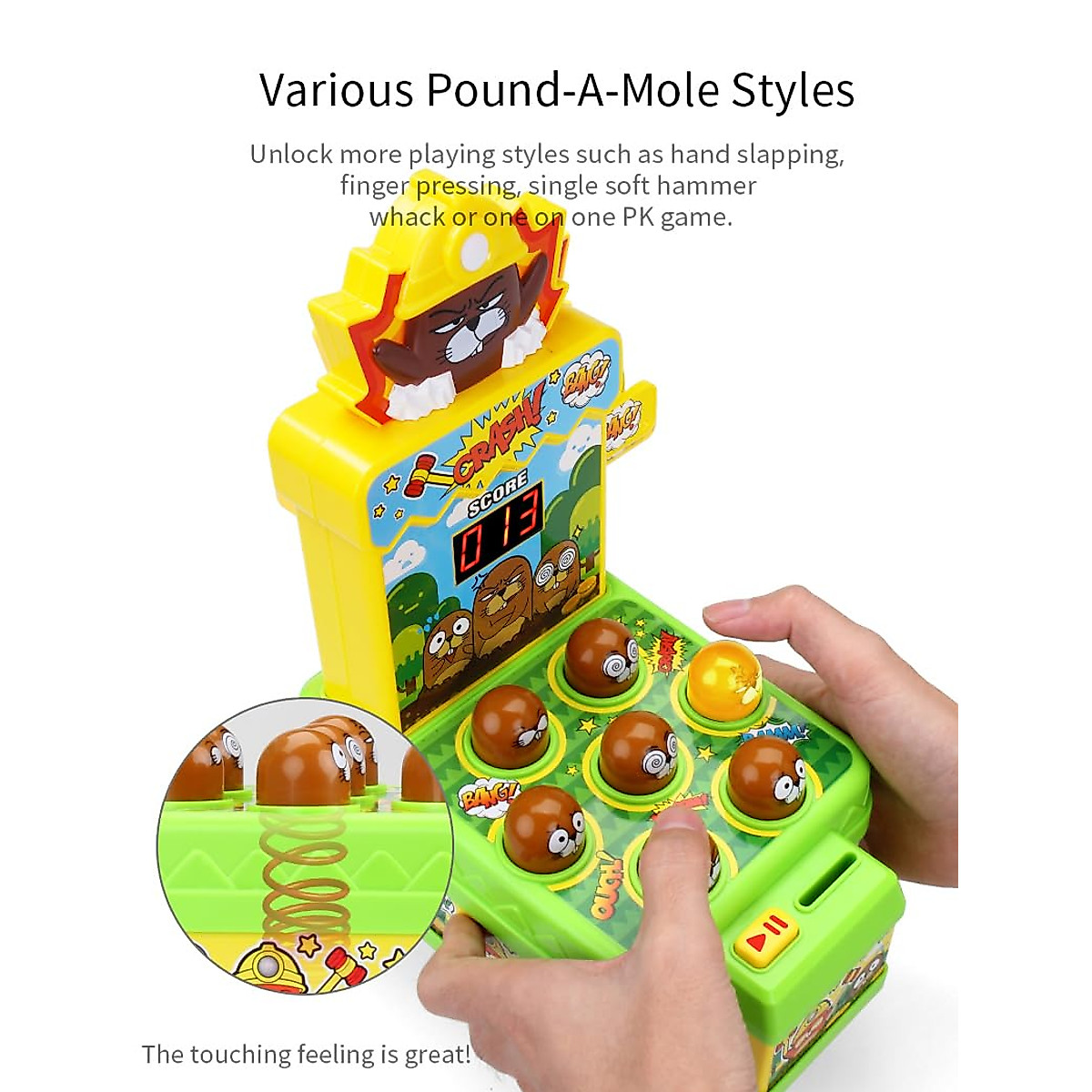 PowerTRC Whack Game Mole Toddler Toys, Mini Arcade Pounding Toys Set with 2 Hammers for 3 4 5 6 7 8 Years Old Boys Girls, Whack Mole Game Toy Interactive Early Developmental Toy