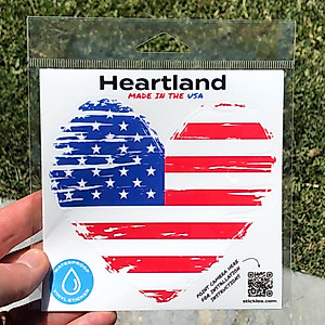Stickios American Flag Decal 4.75x4.3 inches - Made in The USA - Distressed, Patriotic Vinyl Heart Flag Sticker for Cars, Trucks, Windows, Vehicles - Heartland