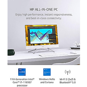 HP 2021 All-in-One Desktop, 27" Full HD Touchscreen, 11th Gen Intel Core i7-1165G7 Processor, 16GB RAM, 512GB PCIe SSD + 1TB HDD, Intel Iris Xe Graphics, Windows 10 Home, KKE Mousepad