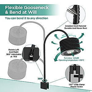 Lominie LED Aquarium Light, 4 Channels Adjustable 6500K Planted Tank Light with Gooseneck for Freshwater Fish Tank Refugium Supports Remote Controller (F20 18W Freshwater)