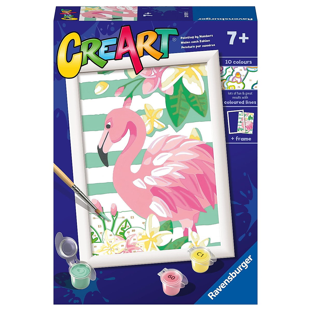 Ravensburger CreArt Think Pink Paint by Numbers Kit for Kids & Adults - All-Inclusive DIY Painting Kit Canvas | Detailed Flamingo Artwork | Ideal for Beginners & Art Enthusiasts