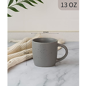 famiware Speckled Coffee Mugs Set of 4, 13oz Large Stoneware Coffee Mugs, Modern Coffee Mugs Set with handle for Tea, Latte, Cappuccino, Milk, Cocoa, Dark Grey………