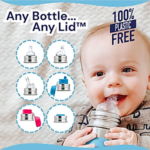 Pura Kiki 11oz/325ml Stainless Steel Sippy Cup Bottle w/Sleeve, Plastic-Free, MadeSafe Certified, Medical-Grade XL Silicone Sipper Spout Fast Flow for Kids, Toddlers, Babies & Infant - Slate Bumper