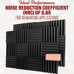 Acoustic Panels Soundproof Wall Panels- 24 Pack 2" x 12" x 12" Sound Proof Foam Panles Adhesive High Desnsity Fireproof Sound Panels Top Quality Sound Deadening Panels Ideal for Home & Studio