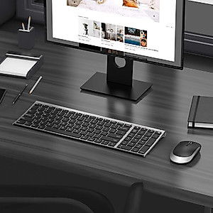 TechGround Rechargeable Wireless Keyboard Mouse, 2.4GHz Ultra Slim Compact Wireless Keyboard Mouse Combo for Laptop, Desktop, Windows