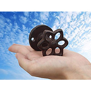 Parisloft Retro Cast Iron Single Hook - Rustic Wall Mounted Metal Hook for Coat, Key, Hat, Towel- Antique Brown - Set of 3