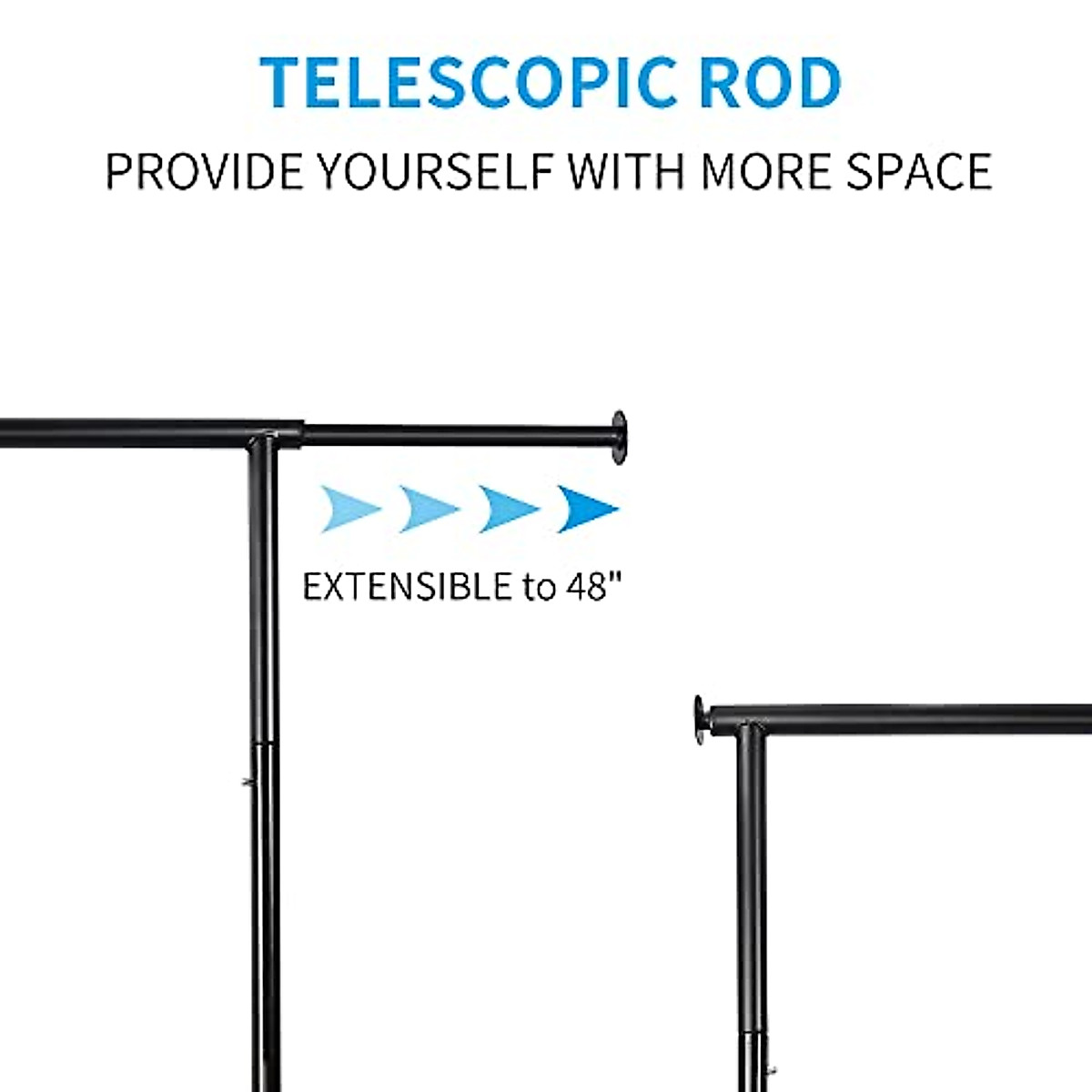 Fishat Simple Standard Double Rod Rolling Clothing Garment Rack for Hanging Clothes, Metal Clothes Organizer with Lockable Wheels (Black)