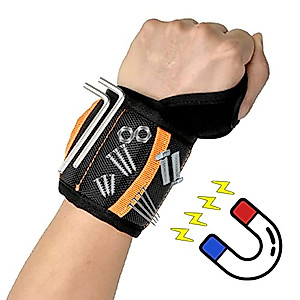 Gift for Men Women Magnetic Wristband, Magnetic Wrist Band Perfectly Fixed Tool Belt Outdoor, 15 Strong Magnets Wristband for Holding Screws, Nails and Drilling Bits, Gift Ideas