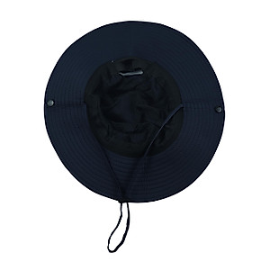 Mukeyo Womens Ponytail Sun Hat Wide Brim Mesh Bucket Hat UV UPF50 Protection Hat Foldable Summer Travel Beach Fishing Hats Navy Blue