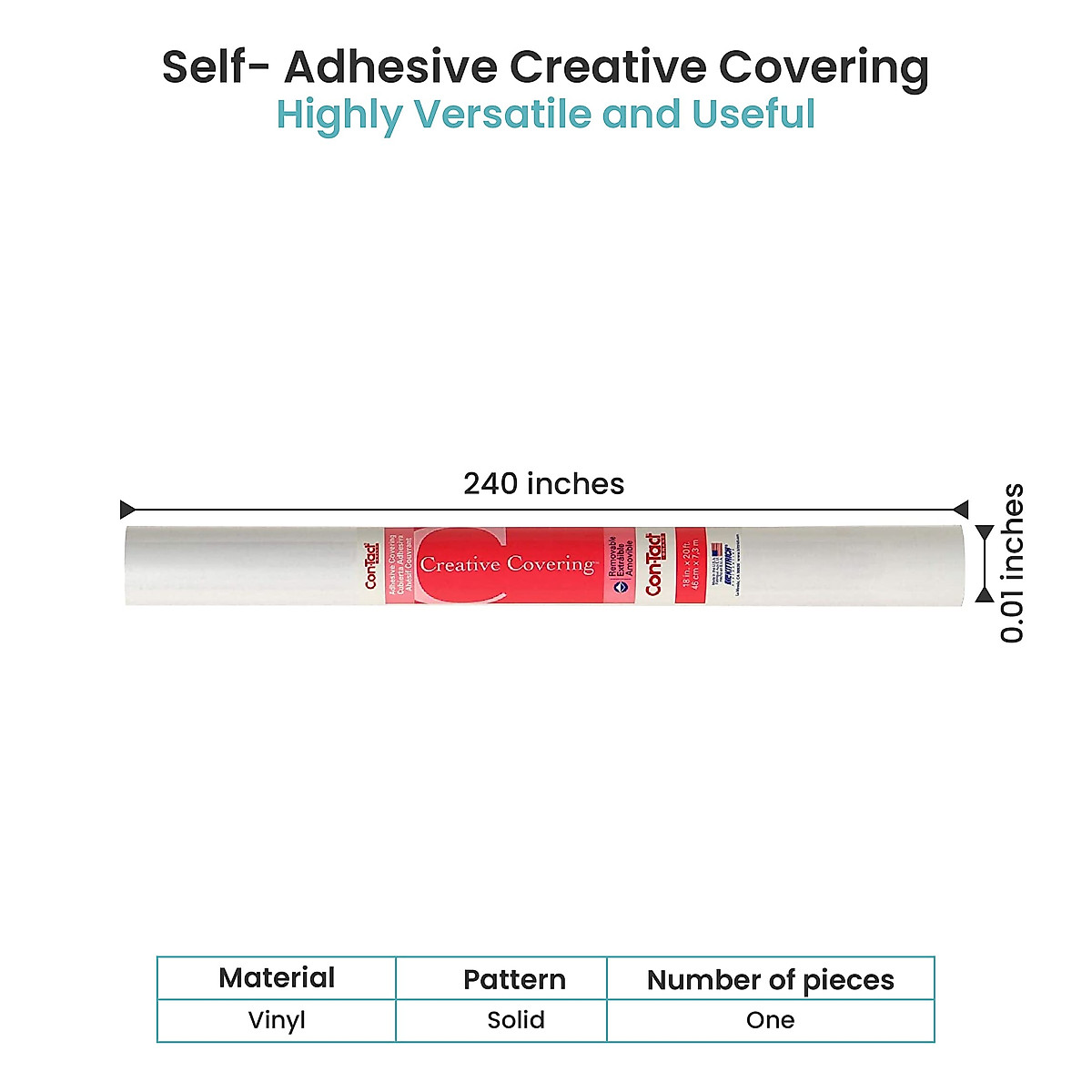 Con-Tact Brand - 20F-C9A952-06 -C9A952 Creative Covering Self-Adhesive Vinyl Drawer and Shelf Liner, 18'' x 20', White