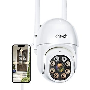 64GB Class 10 Micro SDXC 2K Security Cameras Outdoor - 3MP Color Night Vision Wireless WiFi Home Video Surveillance Pan & Tilt 360°