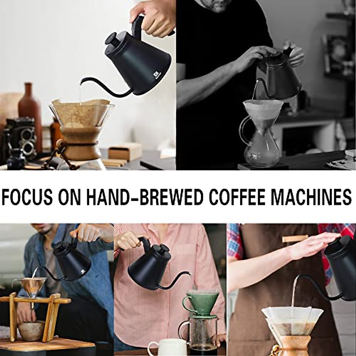 Kanmart Pour Over Coffee Kettle Barista's Choice Works on Stove and Any Heat Source stove top pour over kettle Gooseneck Teapot with Precision Pour Spout(1.2L, 40oz) (black)