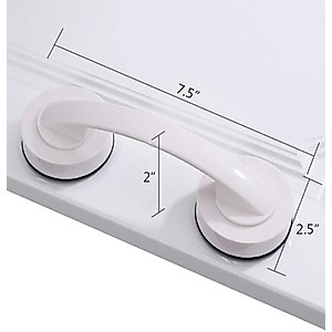 WANLIAN-Powerful Suction Cup Glass Mirror Door Handle, Refrigerator Drawer Bathroom Suction Cup Wall handrail, Bathtub Shower Handle Kitchen Drawer Cabinet Handle Suction Cup (White Large)