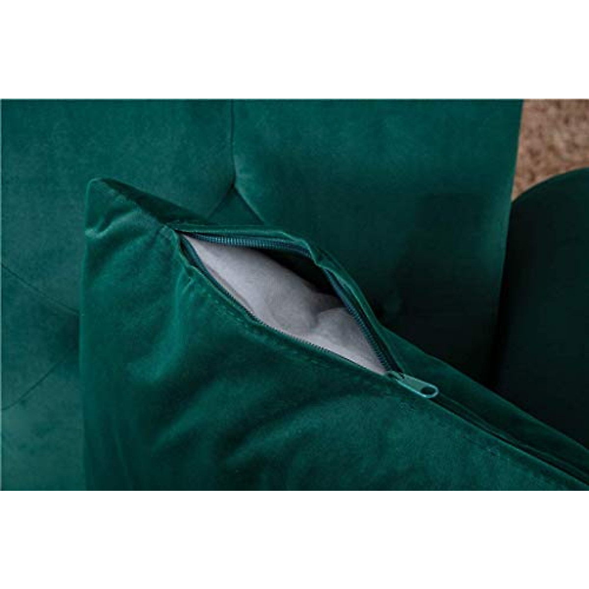 SZLIZCCC 63" Accent Sofa, Mid Century Modern Velvet Fabric Couch， Convertible Futon Sofa Bed ，Recliner Couch Accent Sofa Loveseat Sofa with Gold Metal Feet (Green)